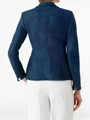 Akris Double-breasted Blazer With Frayed Trim