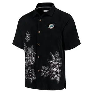 Tommy Bahama Miami Dolphins Hibiscus Camp Button-up Shirt
