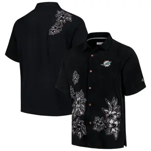 Tommy Bahama Miami Dolphins Hibiscus Camp Button-up Shirt