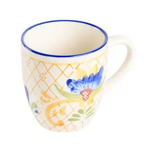 LAURIE GATES Tierra Tile 4 Piece 17.4 Ounce Hand Painted Stoneware Mug Set
