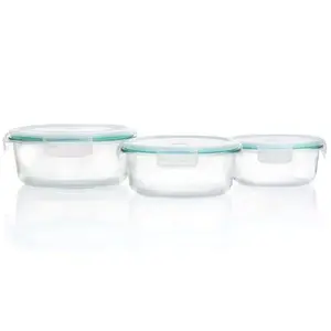 MARTHA STEWART 6 Piece Round Glass Storage Containers With Leak Proof Lids