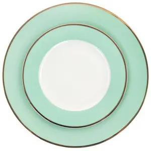 MARTHA STEWART Gold Rimmed 12 Piece Fine Ceramic Dinnerware Set
