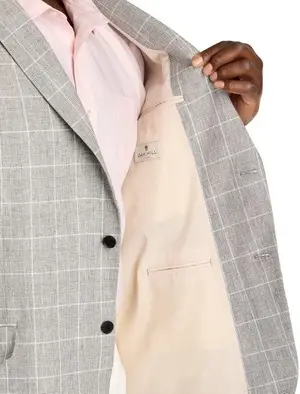 OAK HILL BY DXL Big & Tall Plaid Linen-blend Suit Jacket
