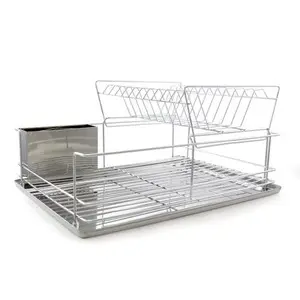 BETTER CHEF 4 Piece 18.5" Dish Drying Rack Set - Silver