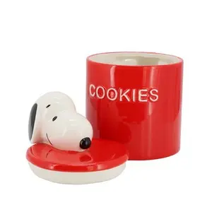 GIBSON HOME Peanuts Hello Cookies 8.2in Ceramic Snoopy Cookie Jar With Lid