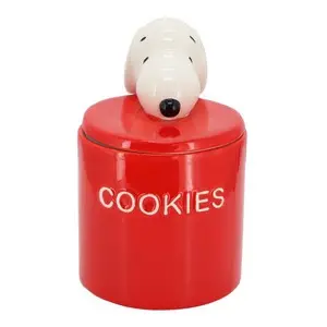 GIBSON HOME Peanuts Hello Cookies 8.2in Ceramic Snoopy Cookie Jar With Lid