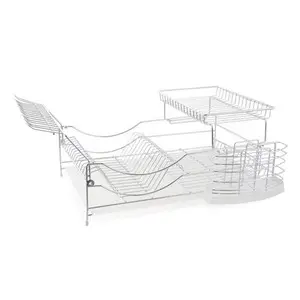 BETTER CHEF 22-inch 2 Tiered Dish Rack With Utensil Caddy - Silver