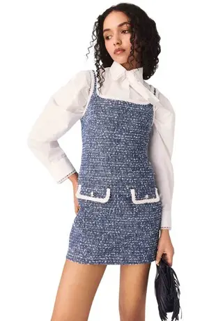 Maje Short Tweed Dress - Blue