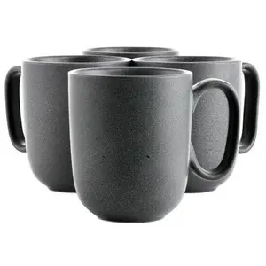 OUR TABLE Landon 4 Piece 15 Ounce Round Stoneware Mug Set - Truffle