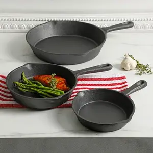 GENERAL STORE Addlestone 3 Piece Preseasoned Cast Iron Skillet Set