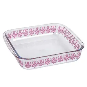 SPICE BY TIA MOWRY 1.8 Quart Spicy Cloves Glass Square Baker - Pink