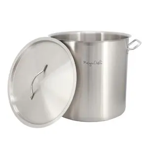 MEGACHEF Professional Kitchen 52.8 Quart Round Stainless Steel Stock Pot With Lid