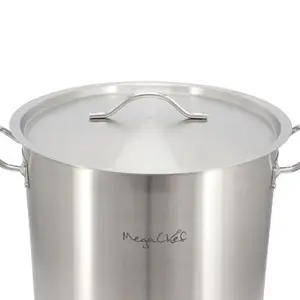MEGACHEF Professional Kitchen 52.8 Quart Round Stainless Steel Stock Pot With Lid