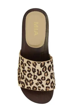 Mia Lanell Genuine Calf Hair Slide Sandal - Leopard Print