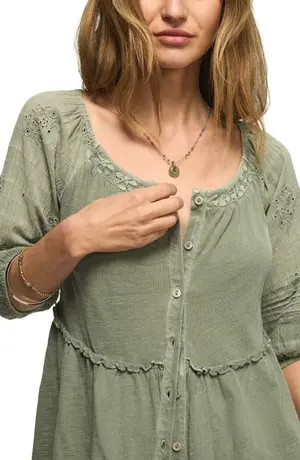 Lucky Brand Jersey Babydoll Top - Jadeite