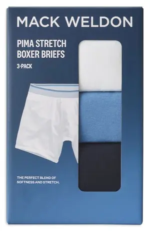 Mack Weldon Assorted 3-pack Stretch Pima Cotton Boxer Briefs