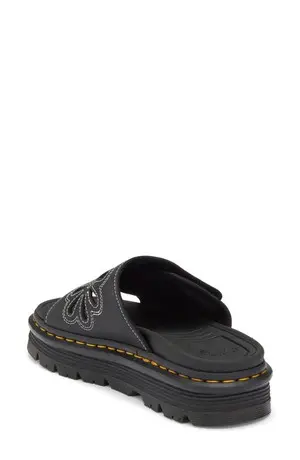Dr. Martens Zebzag Floral Leather Slide Sandal - Black