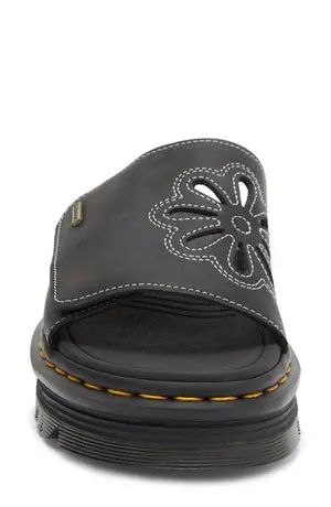 Dr. Martens Zebzag Floral Leather Slide Sandal - Black