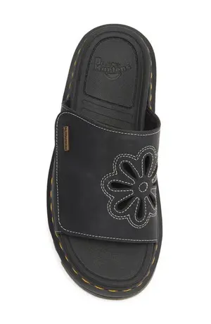 Dr. Martens Zebzag Floral Leather Slide Sandal - Black