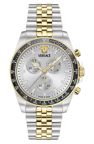 Versace Greca Chronograph Two-tone Bracelet Watch - Two Tone Silver