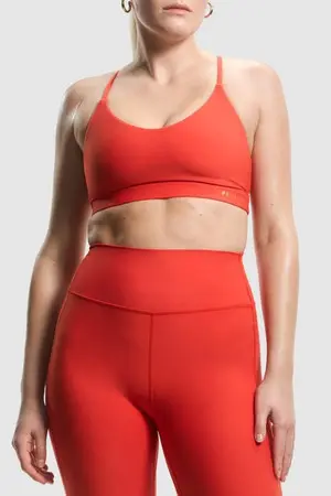 PELOTON Cadent V-neck Strappy Back Bra - Fire Red