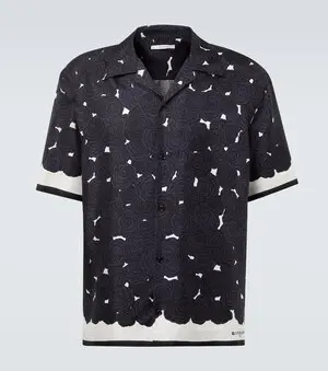 Givenchy Floral Silk Bowling Shirt - Blue