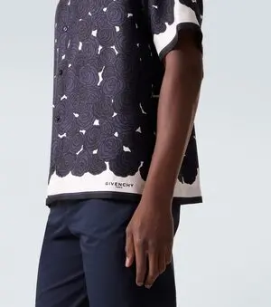 Givenchy Floral Silk Bowling Shirt - Blue