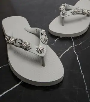 Balenciaga Cagole Embellished Thong Sandals