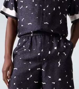 Givenchy Floral Silk Twill Shorts - Blue