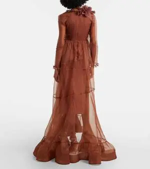 Zimmermann Como Floral-applique Silk Maxi Dress