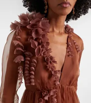 Zimmermann Como Floral-applique Silk Maxi Dress