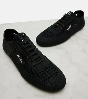 Prada Collapse Crochet Sneakers - Black