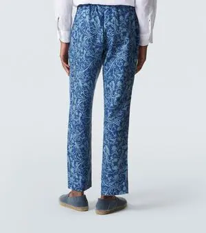 Kiton Printed Straight Linen Pants