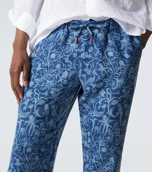 Kiton Printed Straight Linen Pants