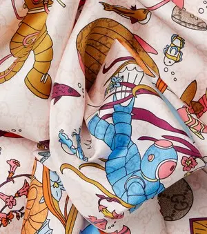Gucci Gg Printed Silk Twill Scarf - Blue