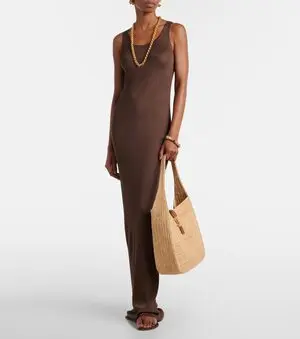 Saint Laurent Le 5 À 7 Large Raffia Shoulder Bag - Beige