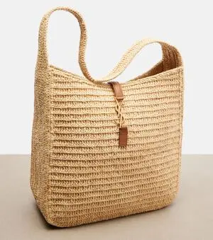 Saint Laurent Le 5 À 7 Large Raffia Shoulder Bag - Beige