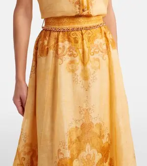 Zimmermann Como Paisley Linen And Silk Maxi Skirt