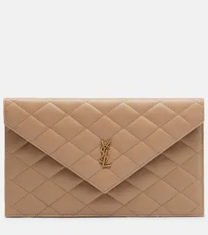 Saint Laurent Paris Cassandre Leather Pouch Beige