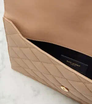 Saint Laurent Paris Cassandre Leather Pouch - Beige