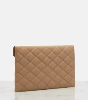 Saint Laurent Paris Cassandre Leather Pouch - Beige