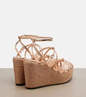 JIMMY CHOO Nyra Braided Espadrille Wedges - Pink