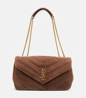 Saint Laurent Loulou Medium Suede Shoulder Bag - Brown