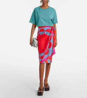 Dries Van Noten Printed Silk Wrap Skirt - Red