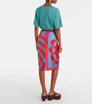 Dries Van Noten Printed Silk Wrap Skirt - Red