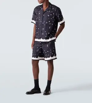 Givenchy Floral Print Silk Twill Shorts - Blue