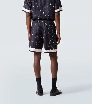 Givenchy Floral Print Silk Twill Shorts - Blue