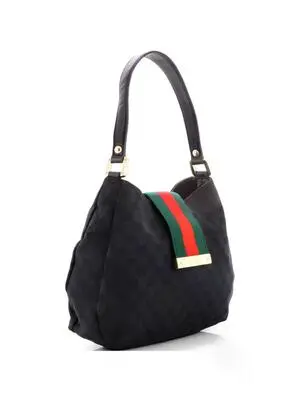 Gucci Web Gg Canvas Medium Hobo Bag - Black