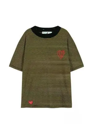 Andersson Bell Striped Heart-embroidered T-shirt