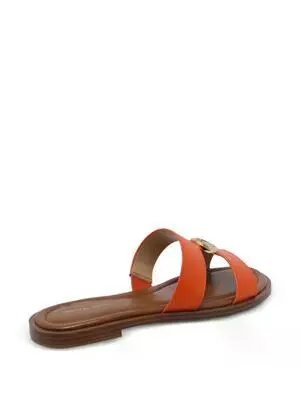 Michael Kors Logo Medallion Leather Sandals
